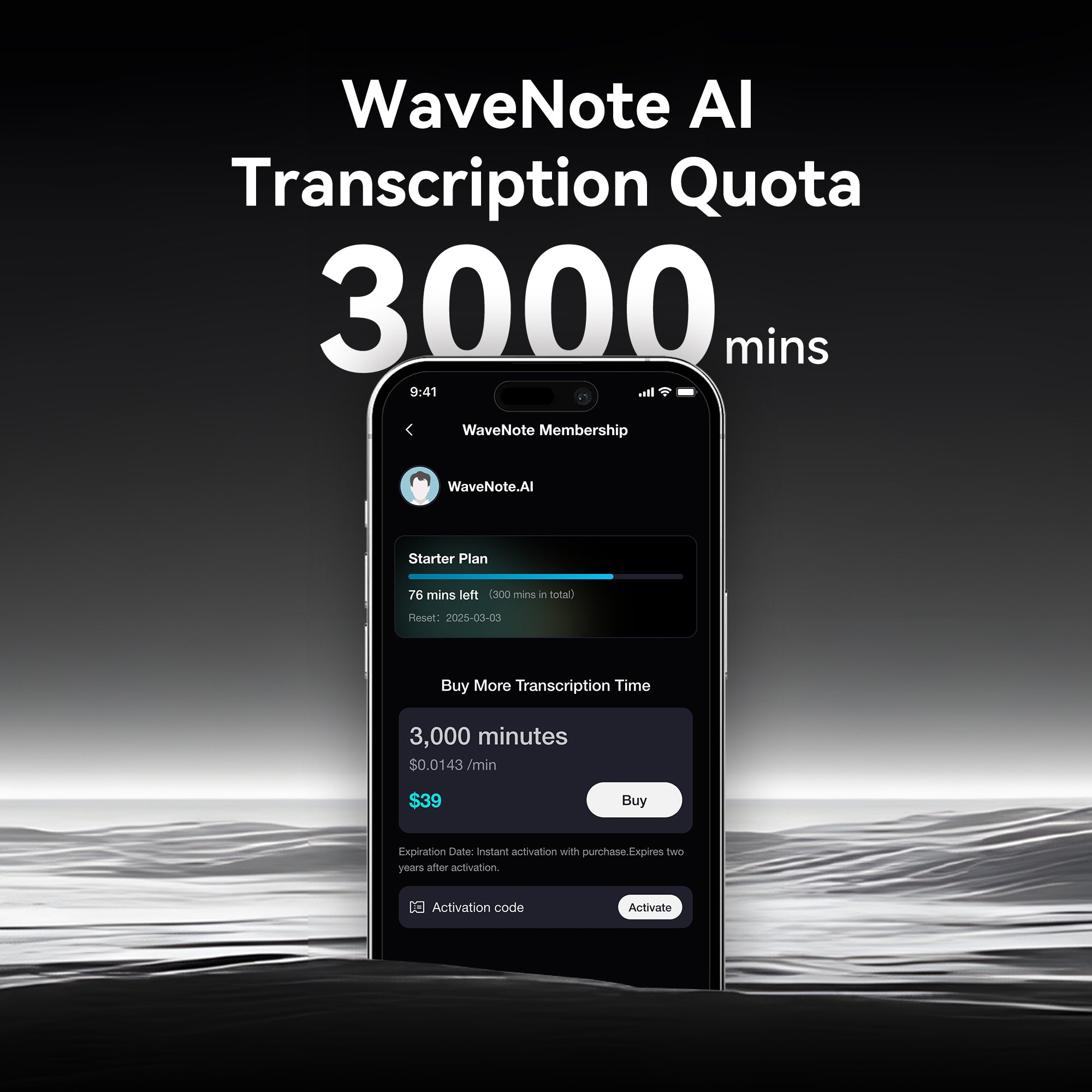 3000 Minutes Transcription Quota – WAVENOTE.AI