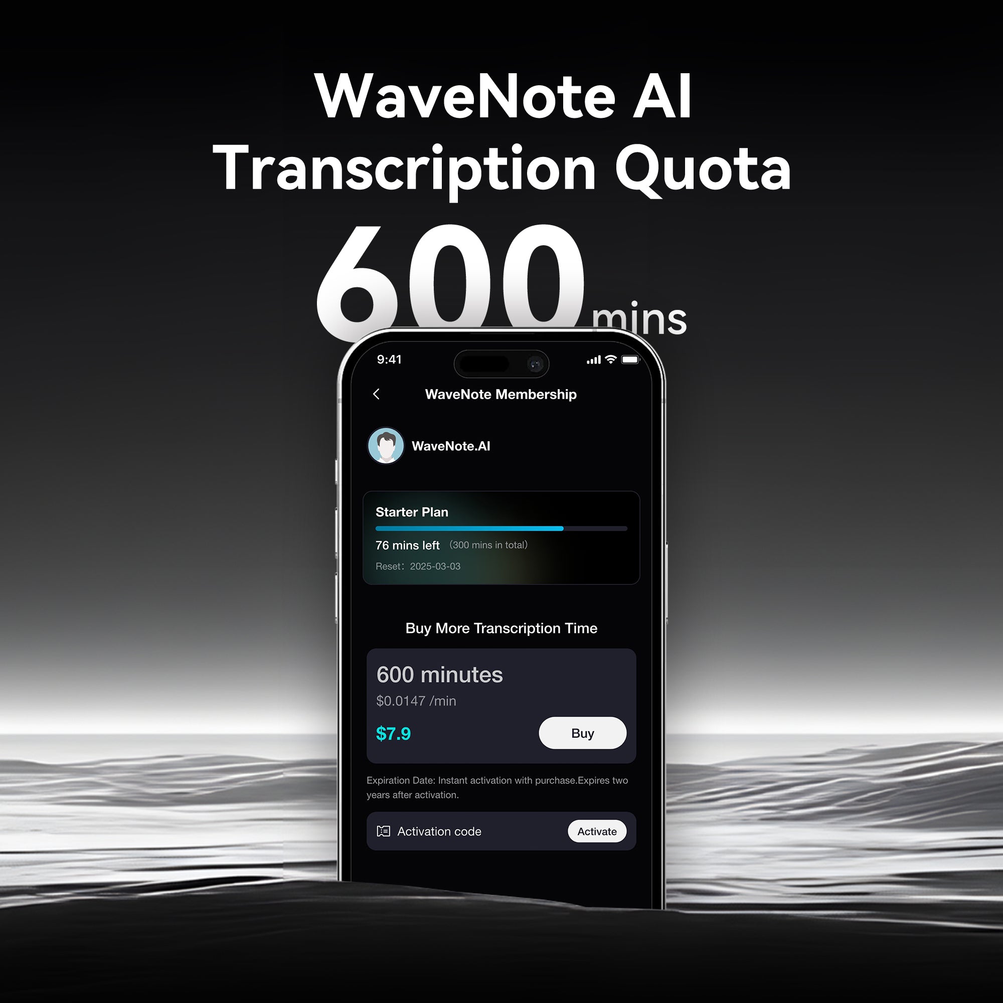 600 Minutes Transcription Quota – WAVENOTE.AI